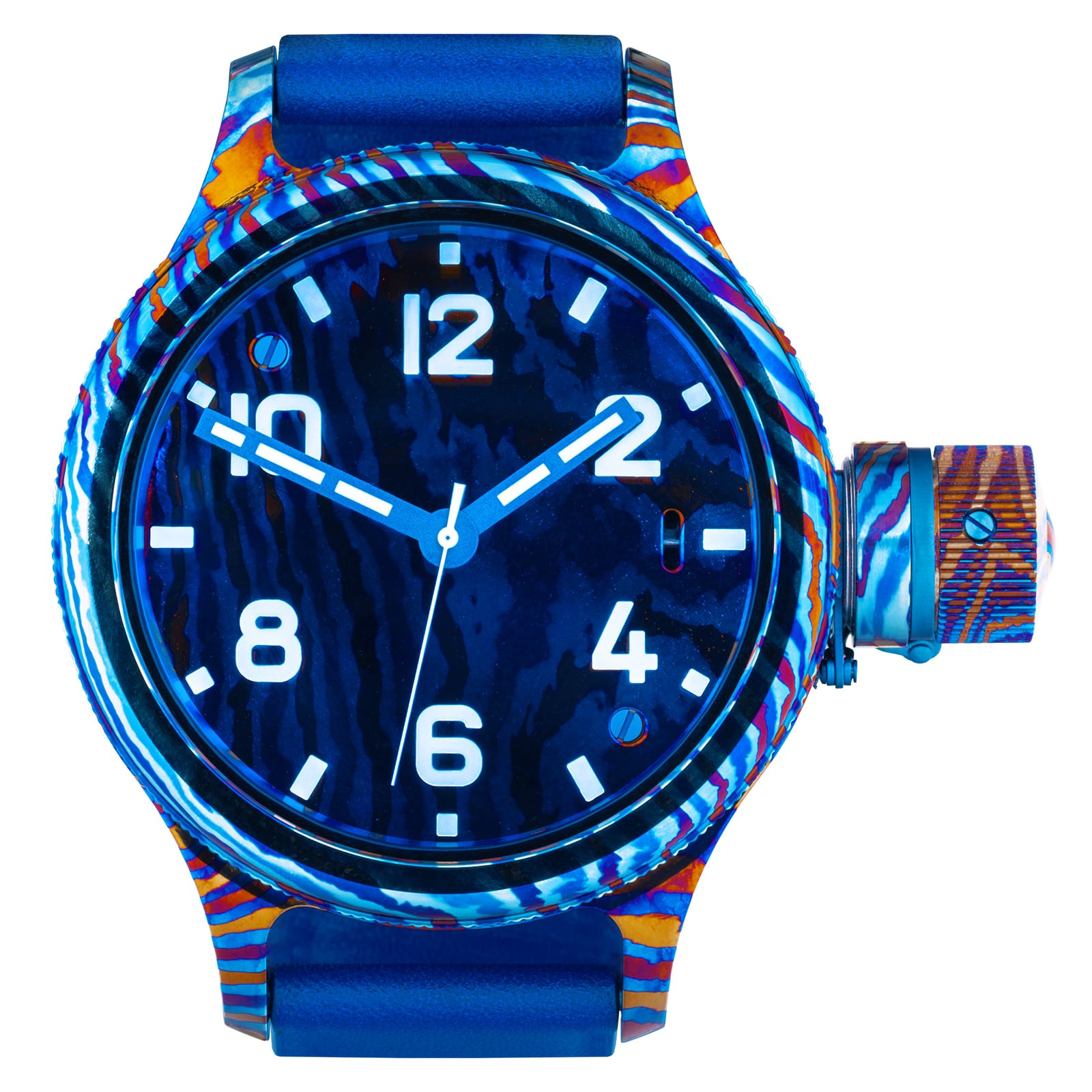 AGAT Watch 53mm Titanium Damascus with Damascus Dial from Zlatoust ...