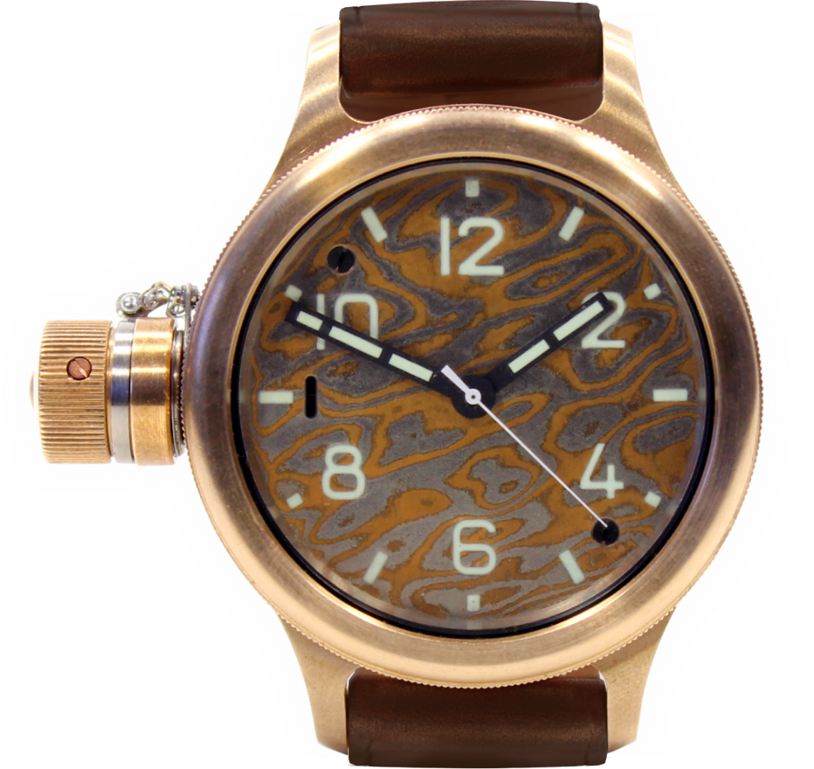Buy Zlatoust 293 Bronze 53mm Mokume Sapphire Dive Watch from Zlatoust ...